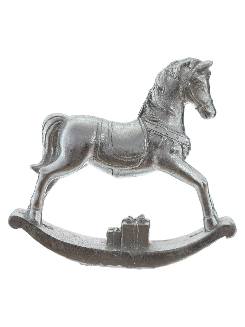 Фигурка Astrid TRADING HOUSE "Лошадка", полистоун, серебристо-серая, 16 см х 3 см х 14 см
