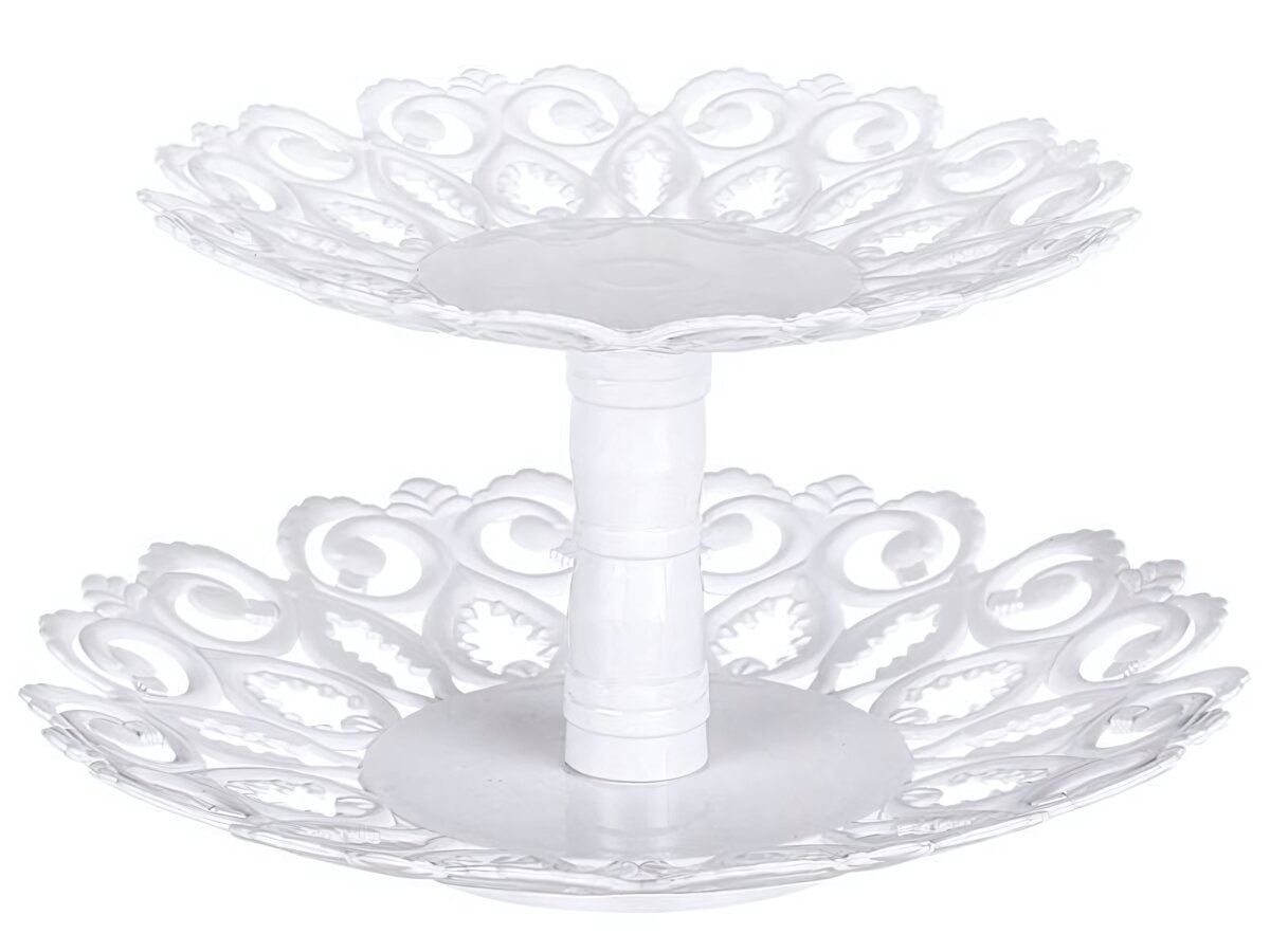 Фруктовница двухъярусная "Мелодия", белая, пластик, для сервировки и подарка