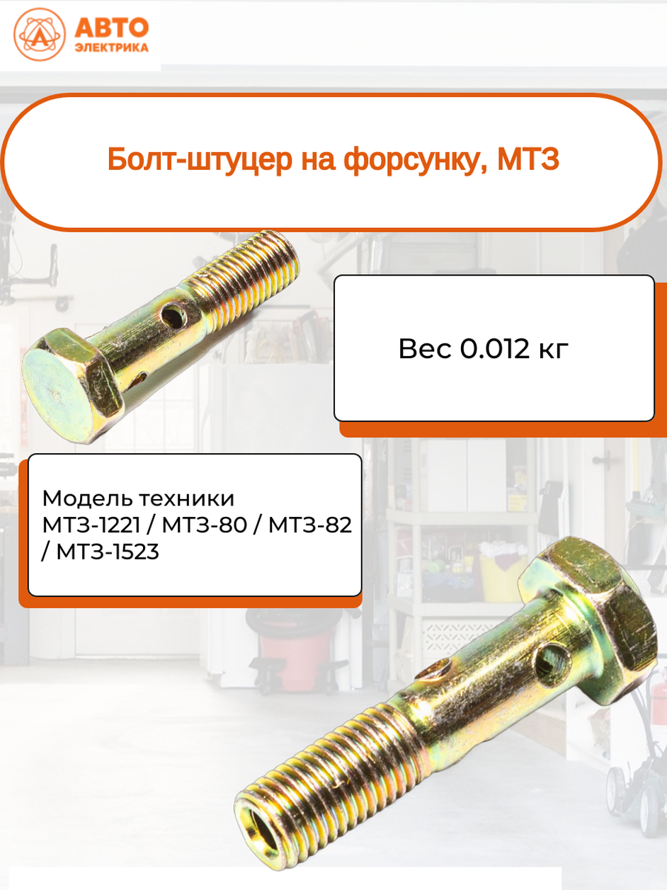 Болт-штуцер Автоэлектрика 240-1104787-Б, для форсунки, золотистый