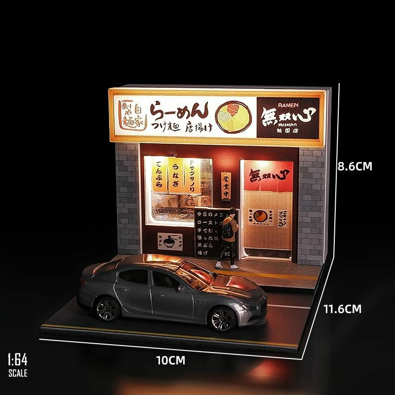 Реальный 1:64 миниатюрный Макдональдс, круглосуточный магазин 711, модель сцены здания супермаркета, уличная сцена на автостоянке