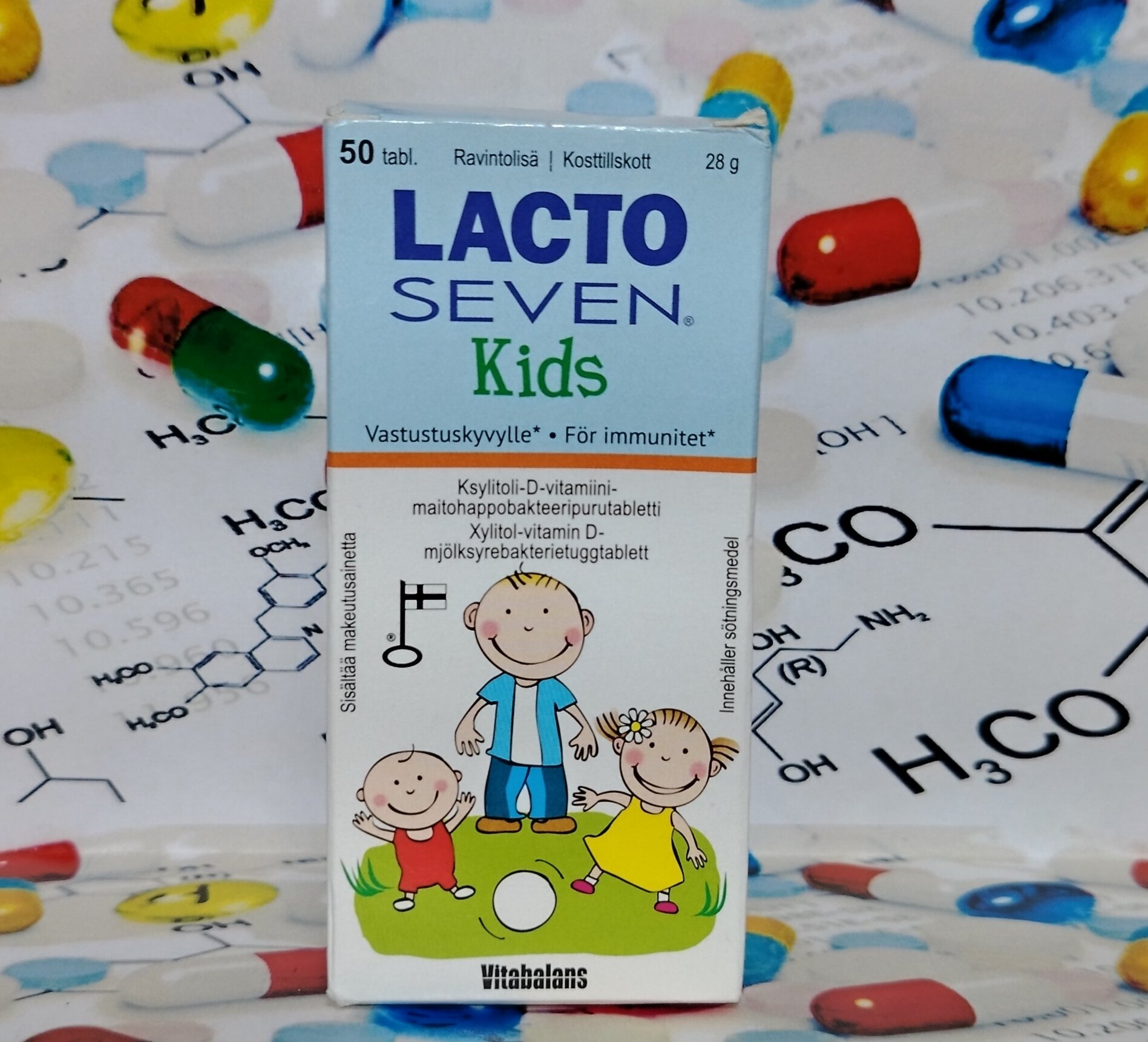 Lacto seven Kids Лактобактерии для детей малина-клубника 50 табл (Финляндия)