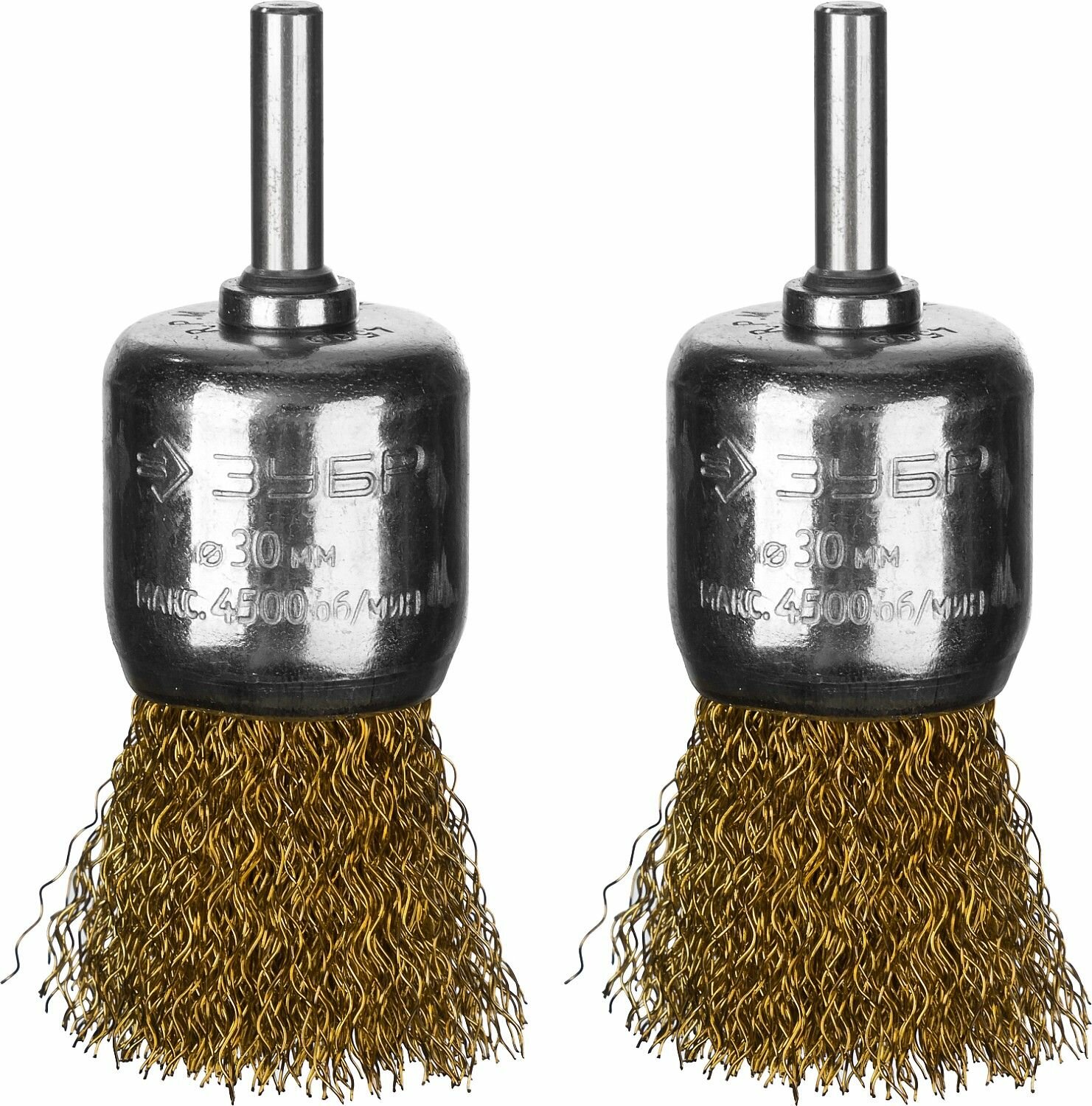 Набор кистевых щеток ЗУБР, 30 мм, витая стальная латунированная проволока 0.3 мм, для дрели, профессиональная 35225-30-H2_z02