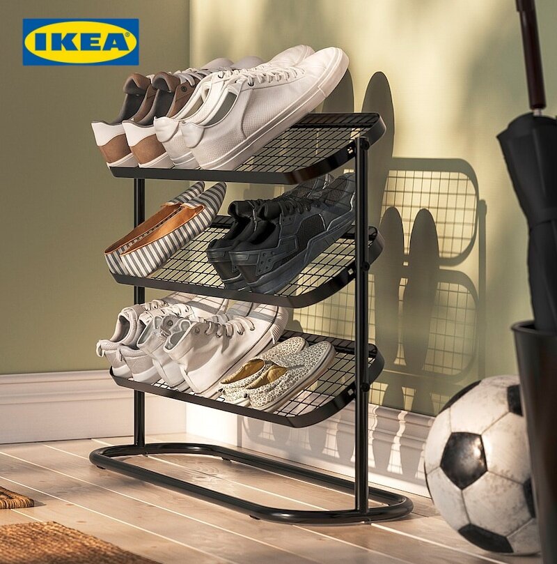 Черная обувная полка, ALGANAS, IKEA, 76 × 24 × 59 см