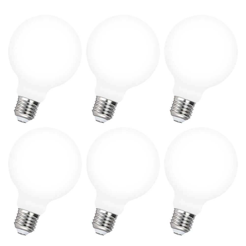 Лампочка Edison светодиодный E27 5W G95, матовая стеклянная лампа 85V-265V, лампочка с круглыми шариками, теплый белый свет 3000K, естественный белый свет, 4500K, лампочка, 5 Вт, 6PCS, E2785-265V, Белый