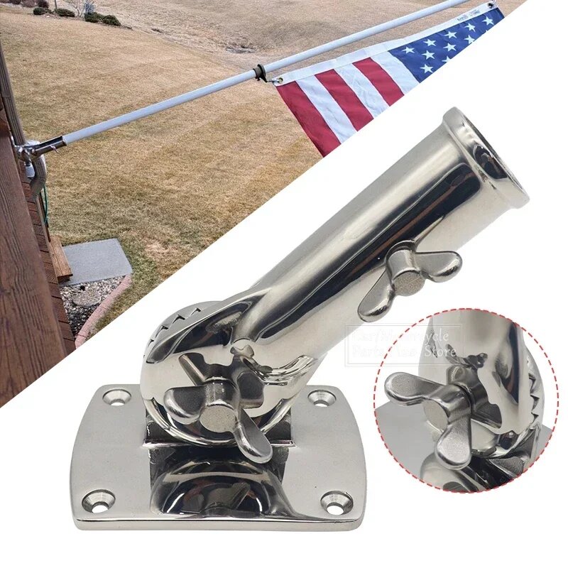 Комплект флагштока из нержавеющей стали, базовый кронштейн, регулируемый на 180 градусов вращающийся флагшток на открытом воздухе для дома, патио, двора, фермерского дома, Золотистый