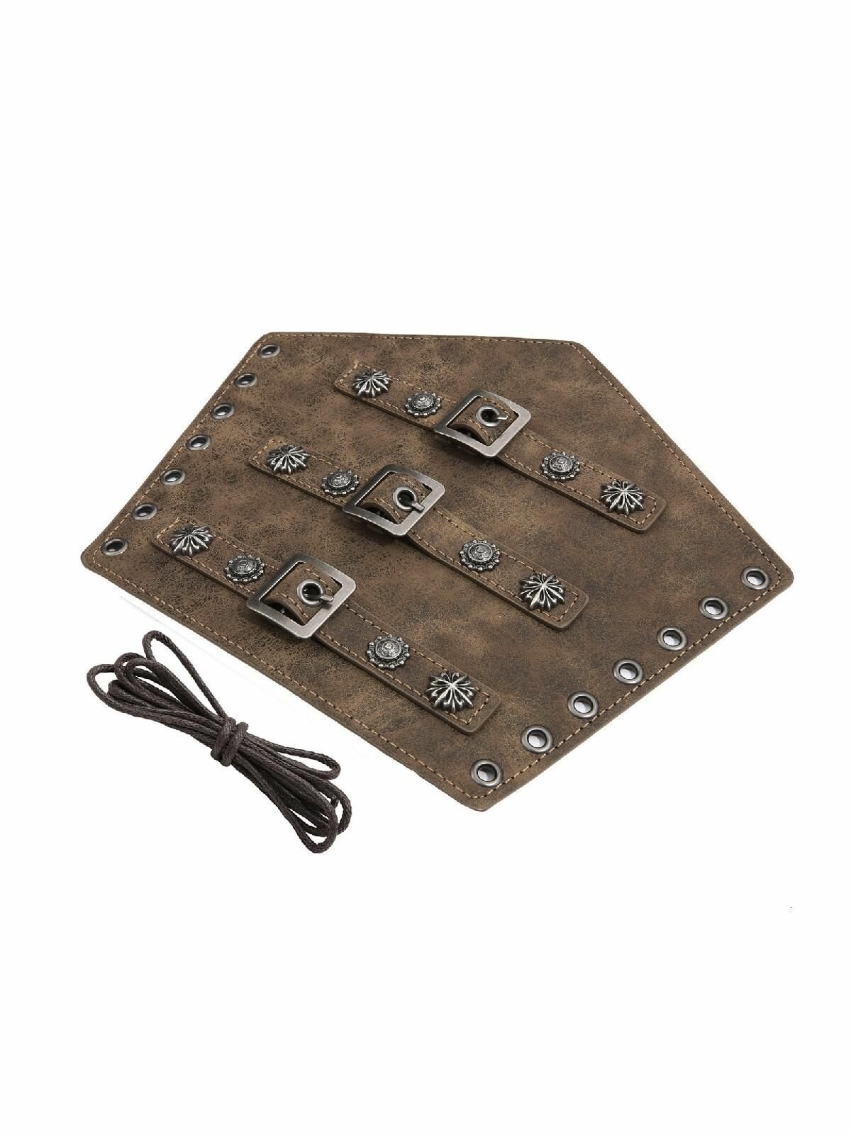 Регулируемые наручи для велосипеда, винтажные, для косплея рыцаря, с металлическими отверстиями, Коричневый