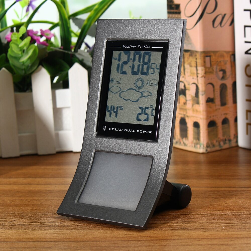 Красивый дом Солнечная/батарейная метеостанция Температура Влажность Часы Открытый В помещении новый