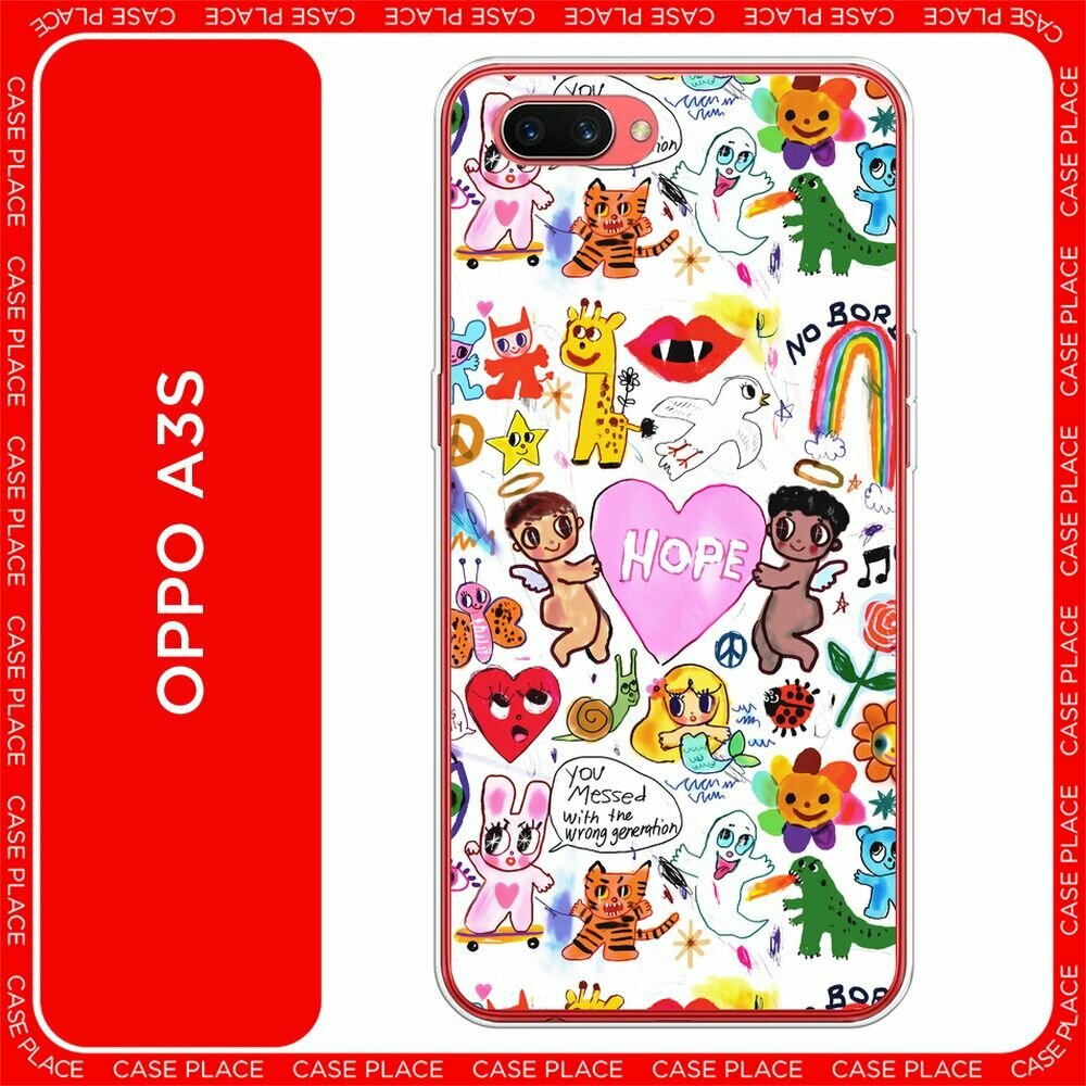 Силиконовый чехол на Oppo A3s / Oppo A3s с принтом "Милые рисунки"
