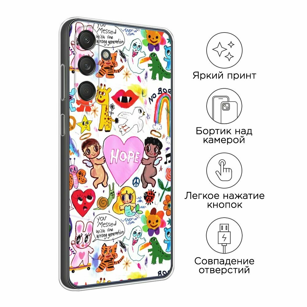 Чехол на Samsung Galaxy M55 / Самсунг M55 с принтом "Милые рисунки" — фото 1