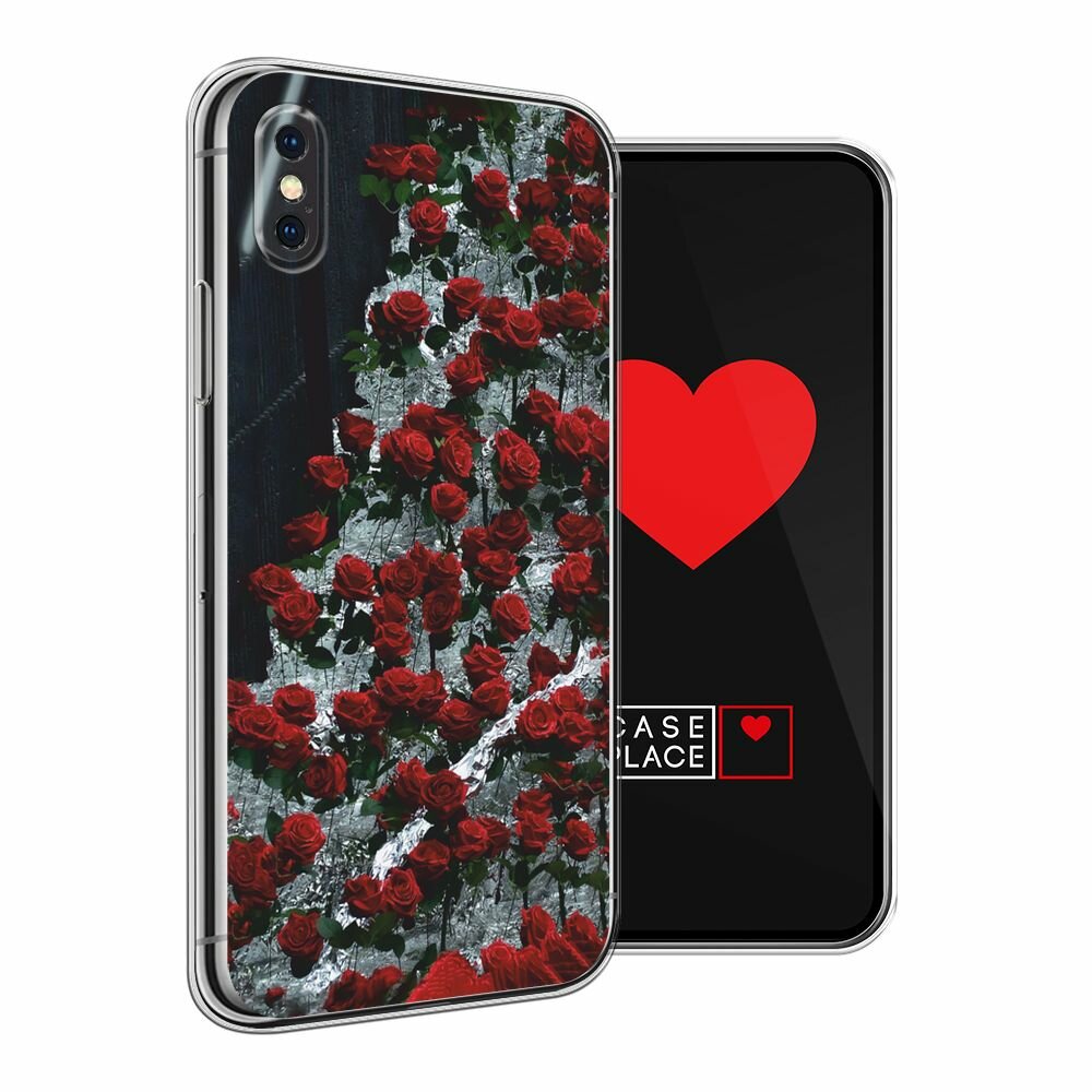 Чехол на Apple iPhone XS Max / Айфон XS Max с принтом Цветущие алые розы — фото 1