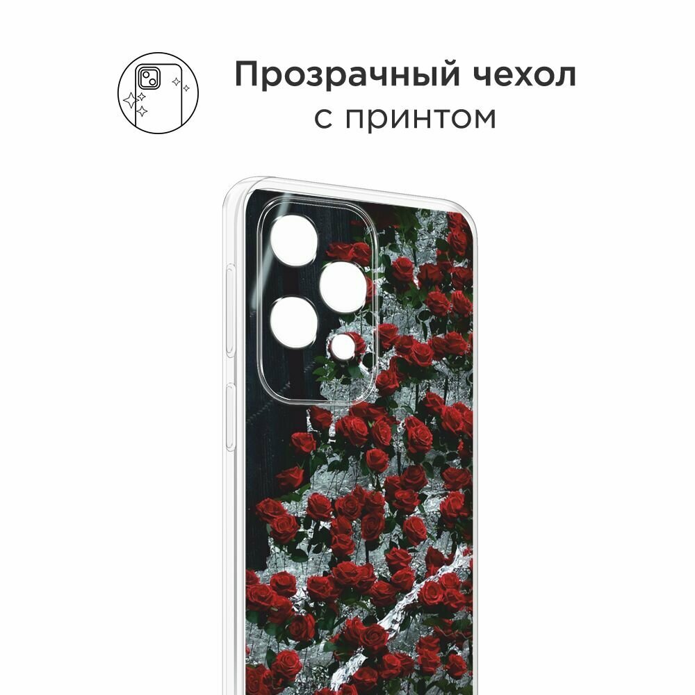 Силиконовый чехол на Honor 10 / Хонор 10 с принтом Цветущие алые розы — фото 1