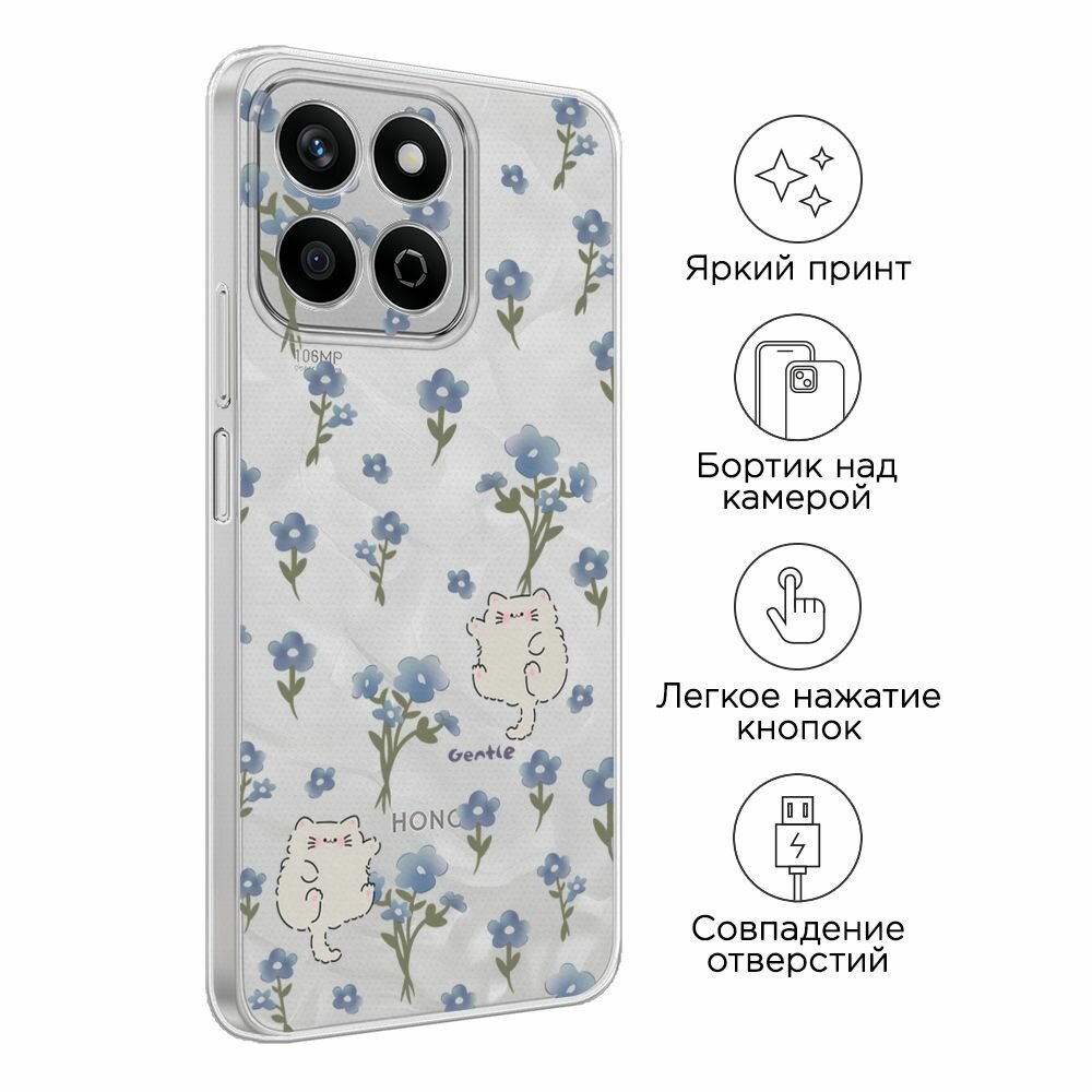 Чехол на Honor X7c / Хонор X7c с принтом "Gentle cats", прозрачный — фото 1