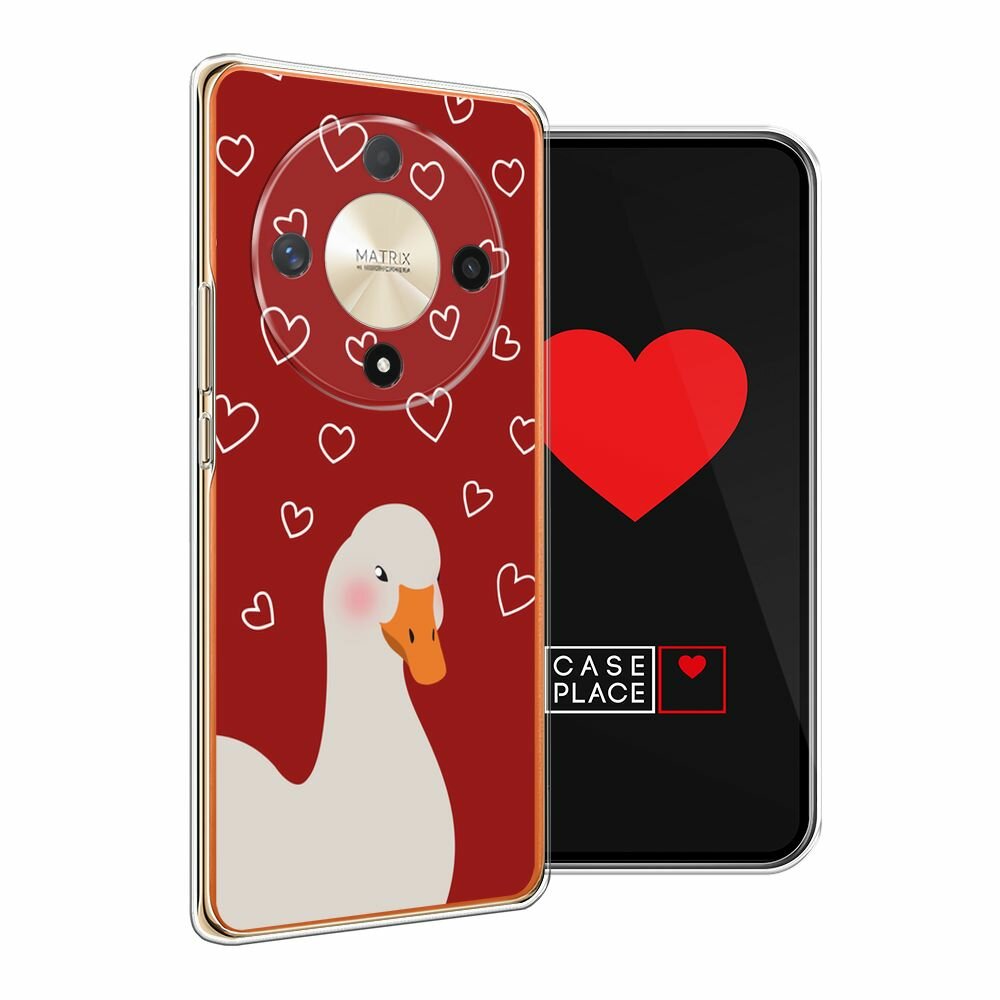 Чехол на Honor X9b / Хонор X9B с принтом "Влюблённый гусь 1 - 14 февраля" — фото 1