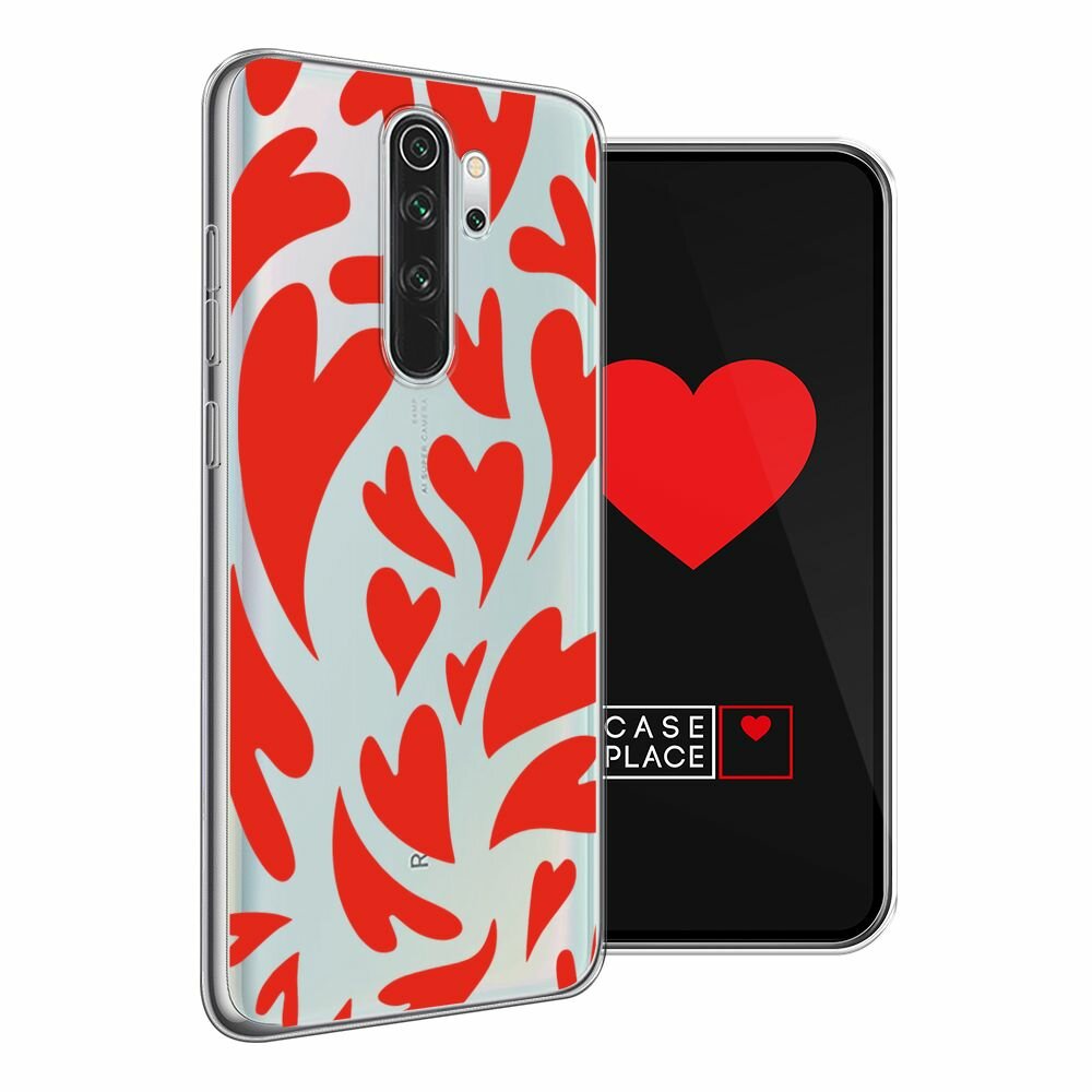Чехол на Xiaomi Redmi Note 8 Pro / Сяоми Редми Нот 8 Про с принтом "Crazy hearts 2 - 14 февраля", прозрачный — фото 1