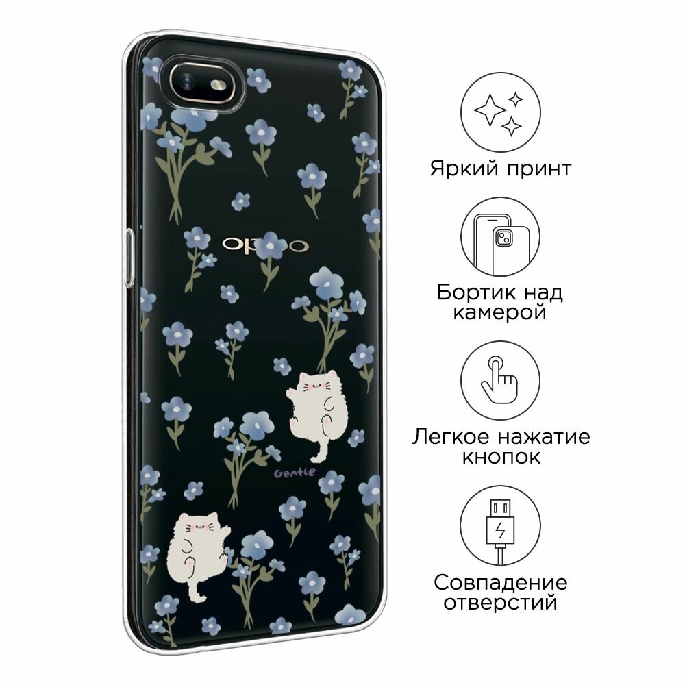 Чехол на Oppo A1k / Оппо А1к с принтом "Gentle cats", прозрачный — фото 1