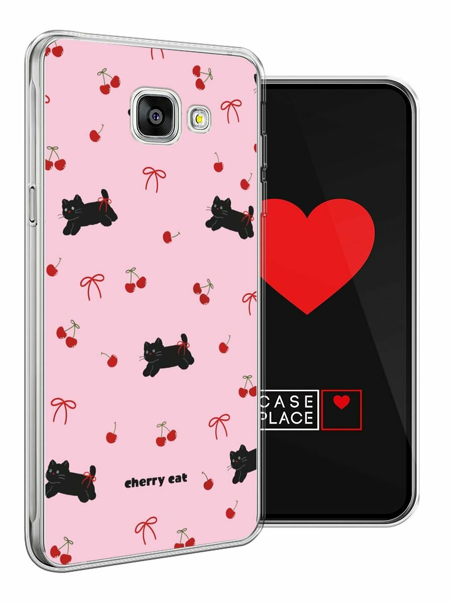 Чехол на Samsung Galaxy A5 2016 / Самсунг Галакси А5 2016 с принтом "Cherry cat" — фото 1