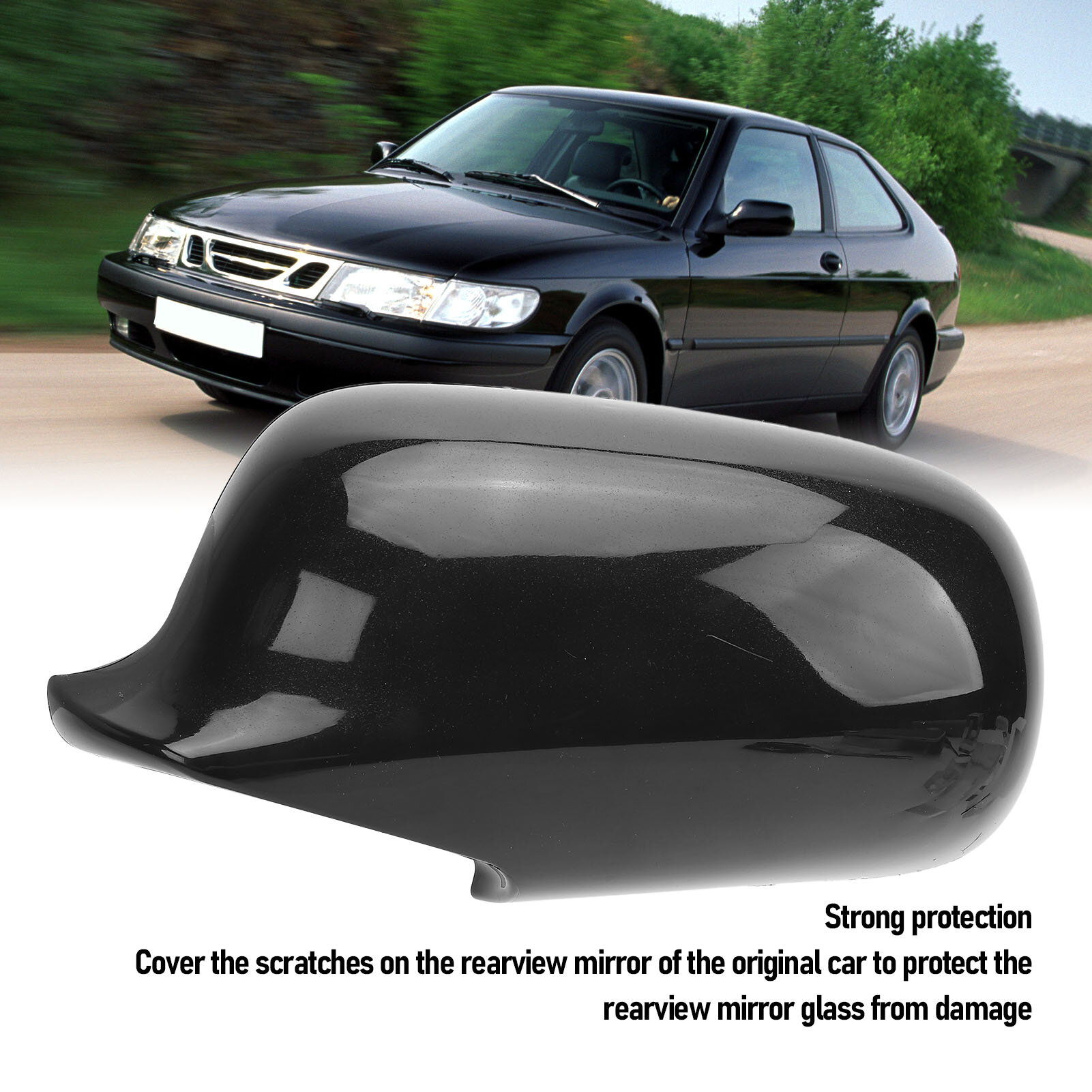 Крышка бокового зеркала, стильный корпус наружного зеркала заднего вида, глянцевая черная крышка бокового зеркала, замена для Saab 9-3 9-5, левая