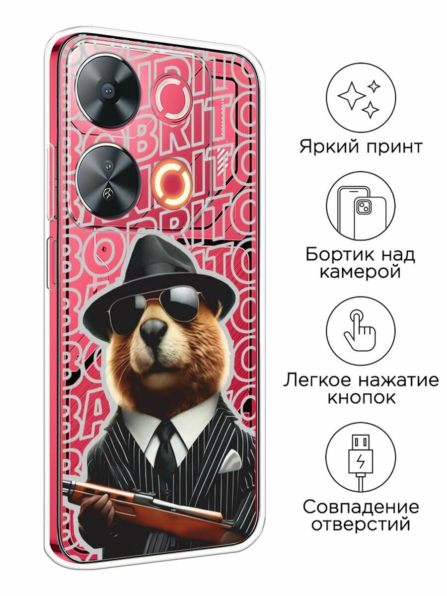 Чехол на Itel P65 / Ител P65 с принтом "Бобрито бандито 2", прозрачный — фото 1
