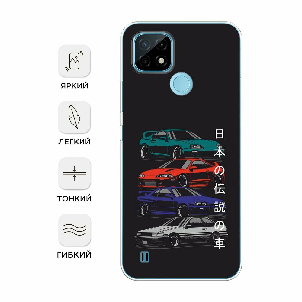 Чехол на Realme C21 / Реалми С21 с принтом "JDM Legend cars" — фото 1