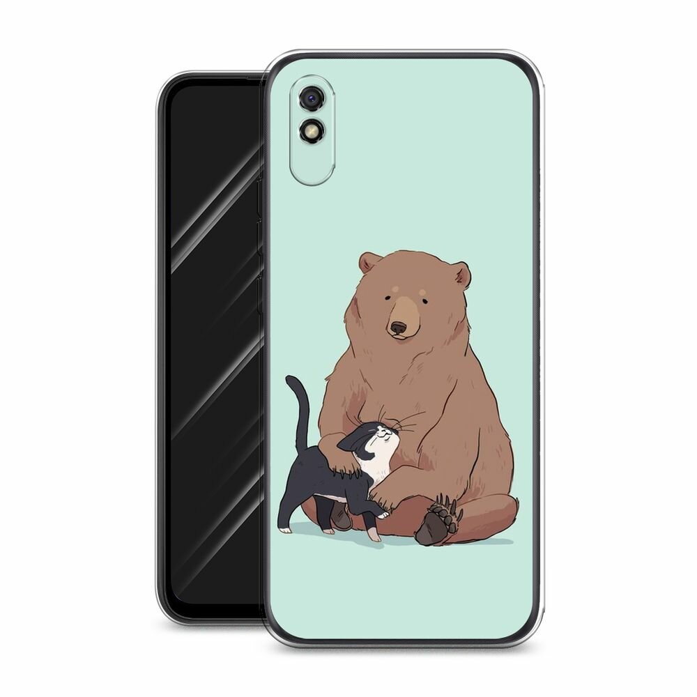 Чехол на Xiaomi Redmi 9A / Сяоми Редми 9А с принтом "Медведь и кошка дружба" — фото 1