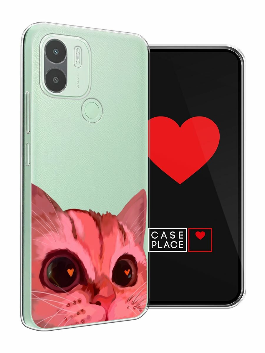 Чехол на Xiaomi Redmi A1+/Redmi A2+/Poco C51/C50 / Редми A1+ с принтом "Affectionate cat - 8 марта", прозрачный — фото 1