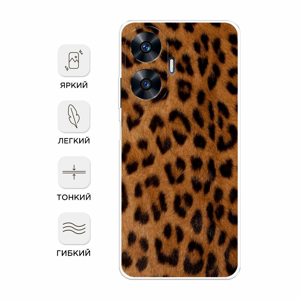 Силиконовый чехол на Realme C55 / Реалми C55 с принтом "Мех леопарда" — фото 1