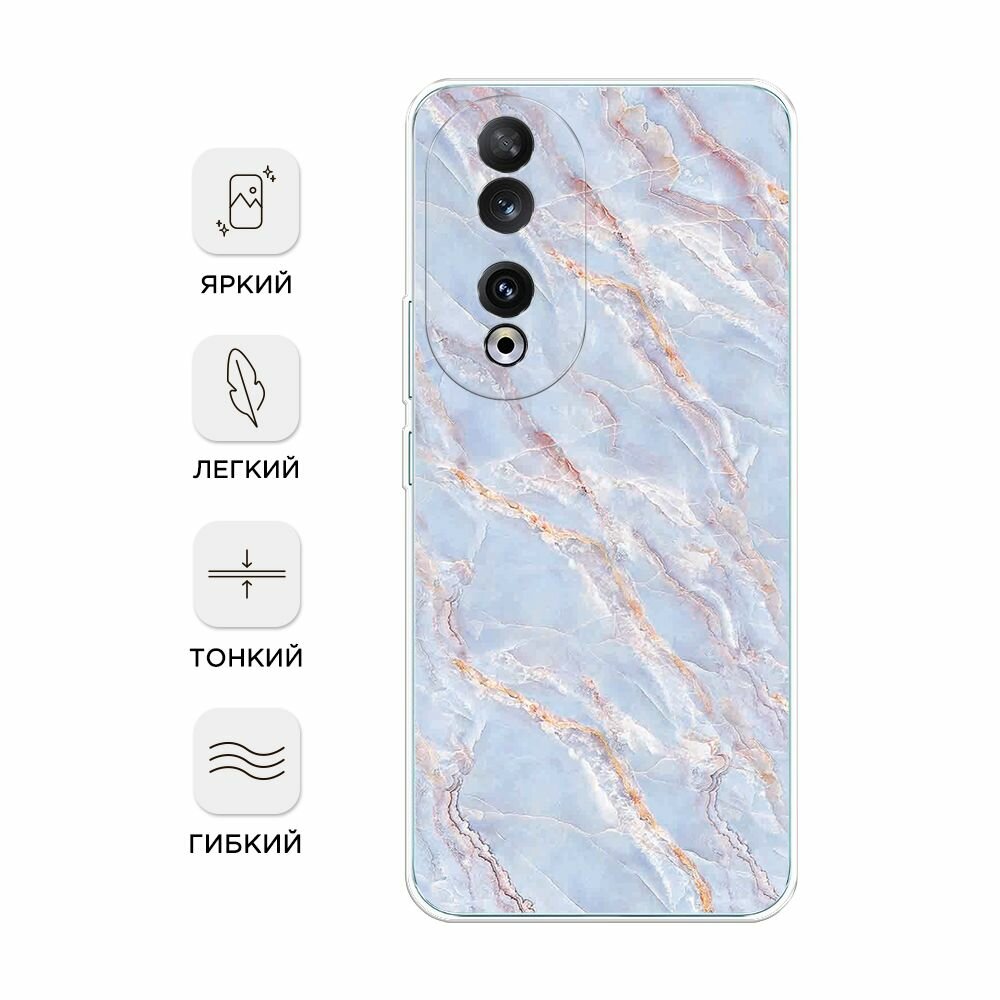 Силиконовый чехол на Honor 90 / Хонор 90 с принтом "Сиреневый мрамор" — фото 1
