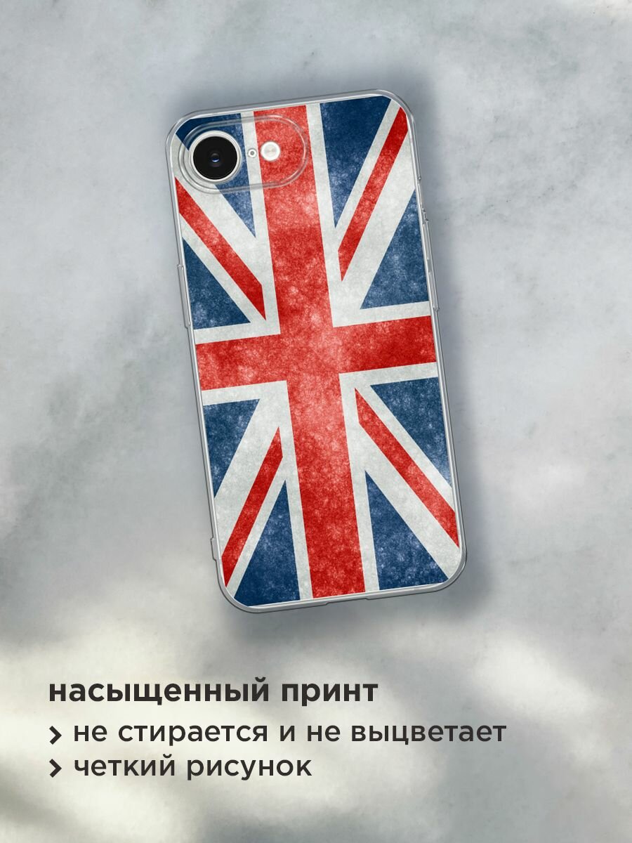 Чехол на Apple iPhone 16e/17e / Айфон 16е/17e с принтом "Флаг Великобритании 1" — фото 1