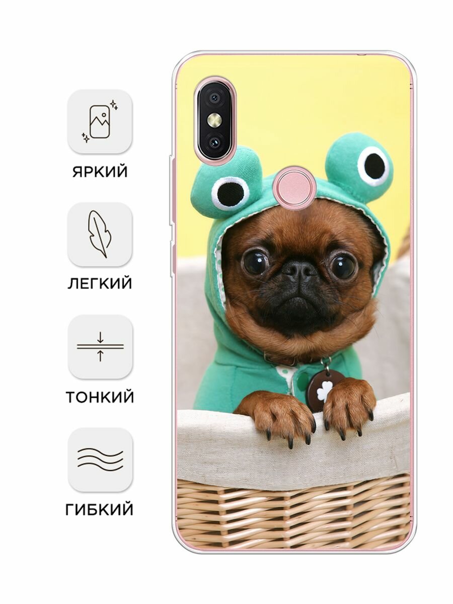 Чехол на Xiaomi Redmi S2 (Redmi Y2) / Сяоми Редми С2 (Редми Y2) с принтом "Собачка в шапке лягушки" — фото 1