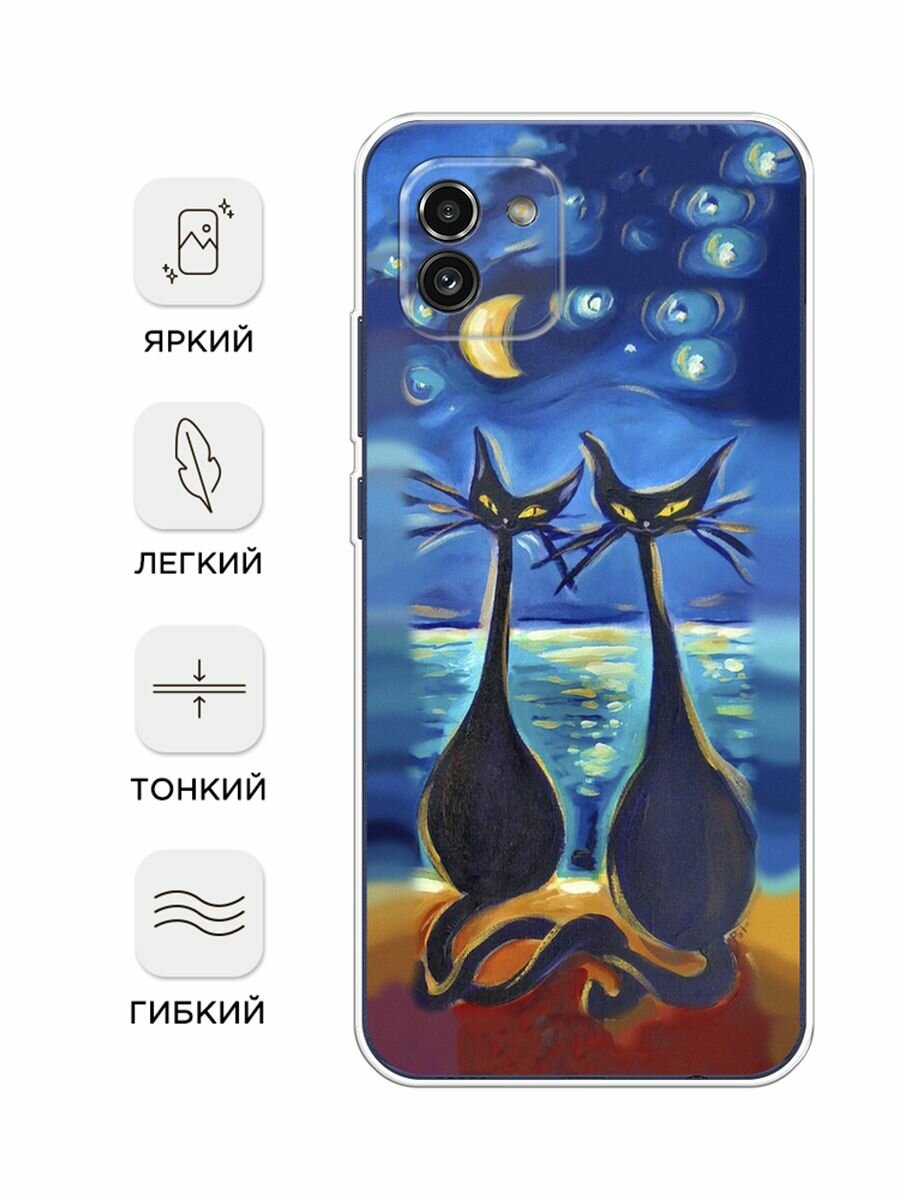 Чехол на Samsung Galaxy A03 / Самсунг Галакси А03 с принтом "Влюбленные котики 7" — фото 1