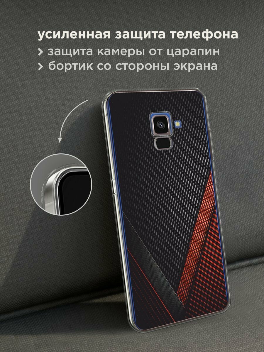 Чехол на Samsung Galaxy A8 2018 / Самсунг Галакси А8 2018 с принтом "Красный карбон" — фото 1