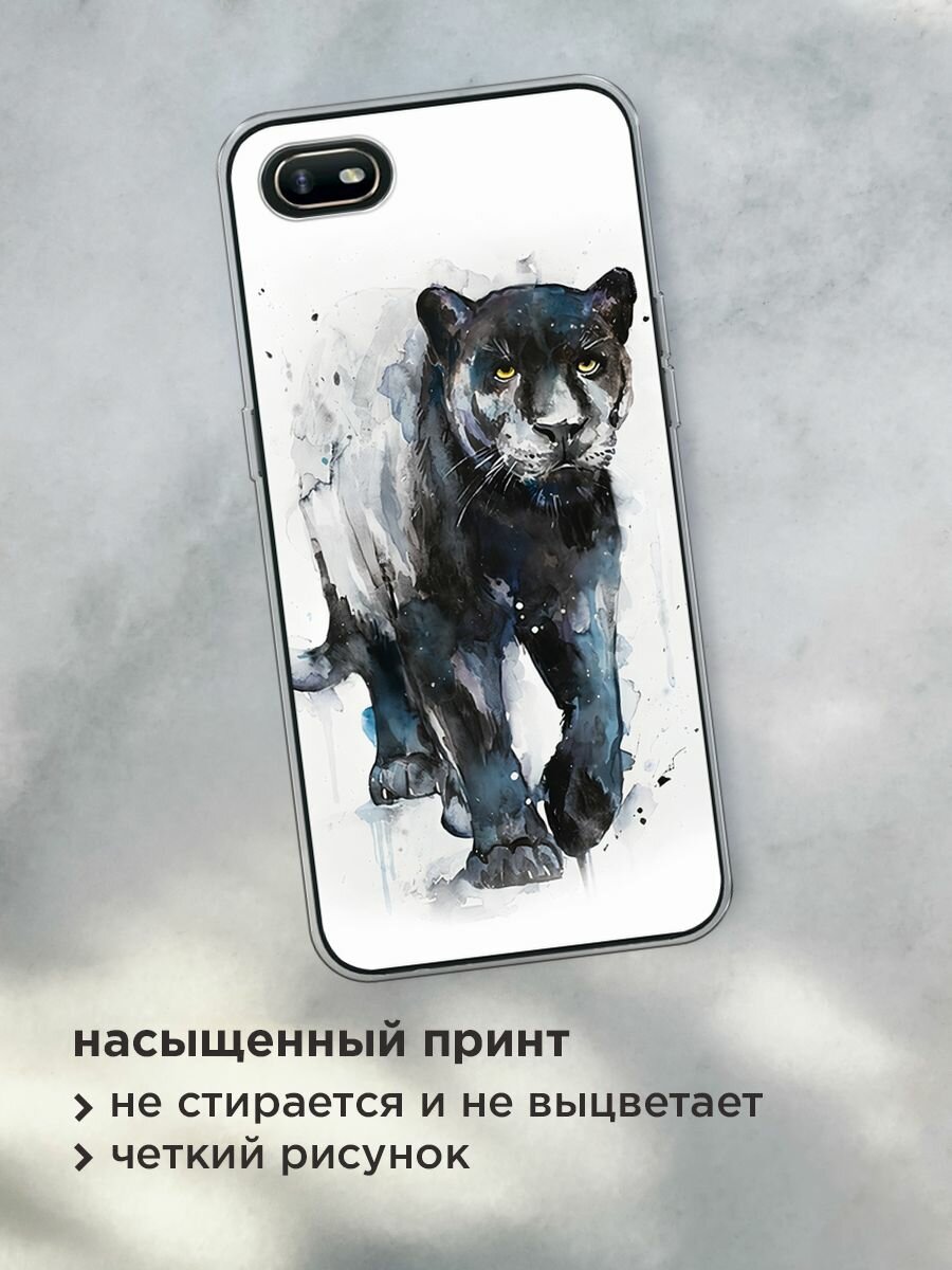 Силиконовый чехол на Oppo A1k / Оппо А1к с принтом "Пантера арт 3" — фото 1