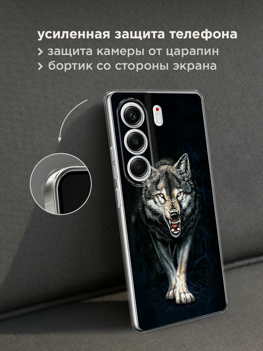 Чехол на Tecno Camon 40 Pro 5G / Текно Камон 40 Про 5G с принтом "Злобный волк из ночи" — фото 1