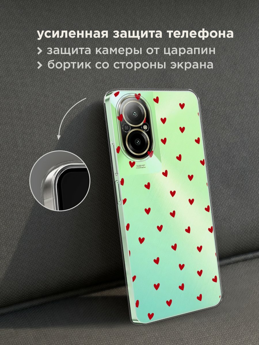 Чехол на Realme C67 4G / Реалми C67 4G с принтом "Red hearts", прозрачный — фото 1