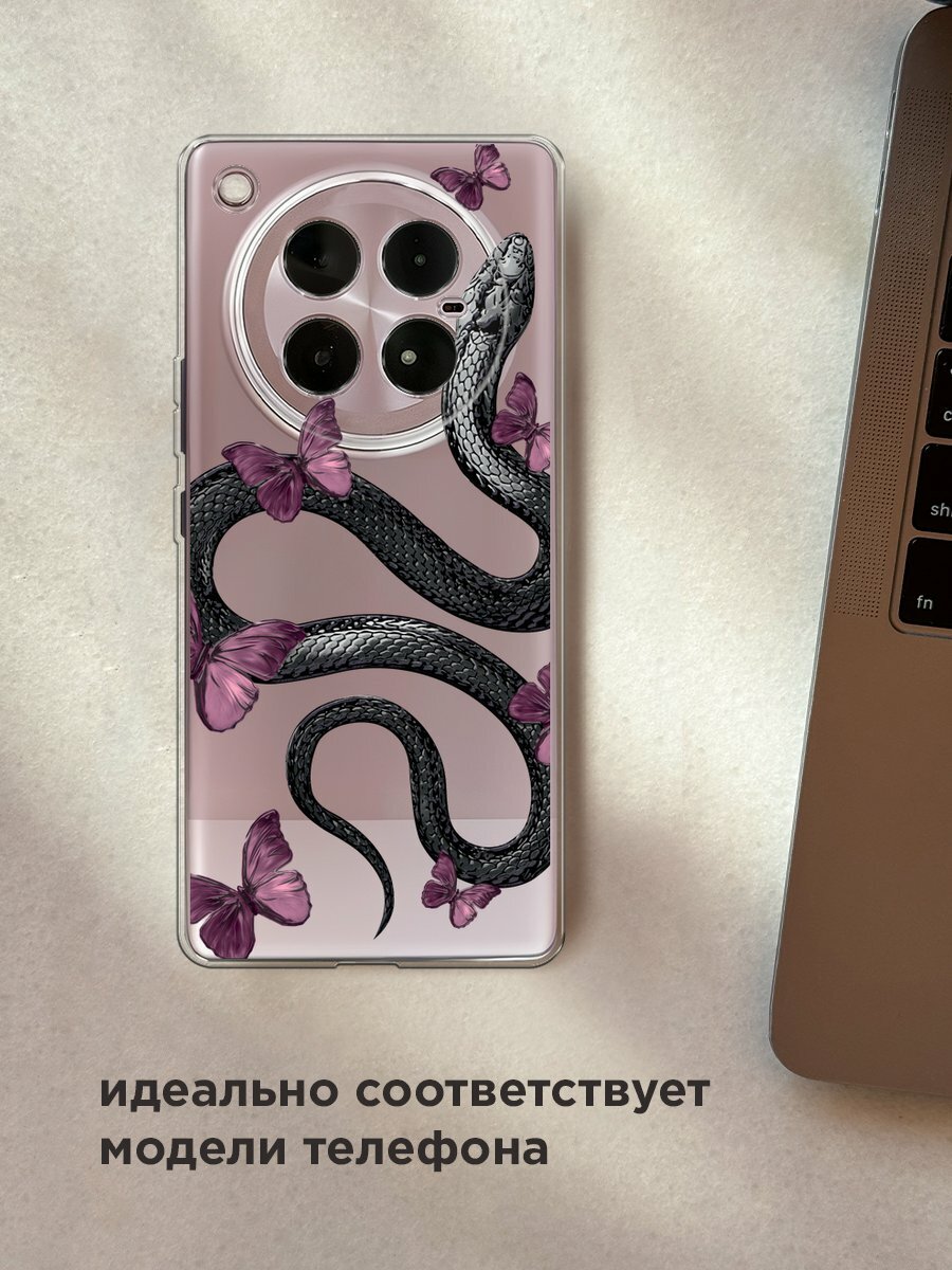 Чехол на Infinix Zero 40 4G / Инфиникс Зеро 40 4G с принтом "Snake and butterflies 2" — фото 1
