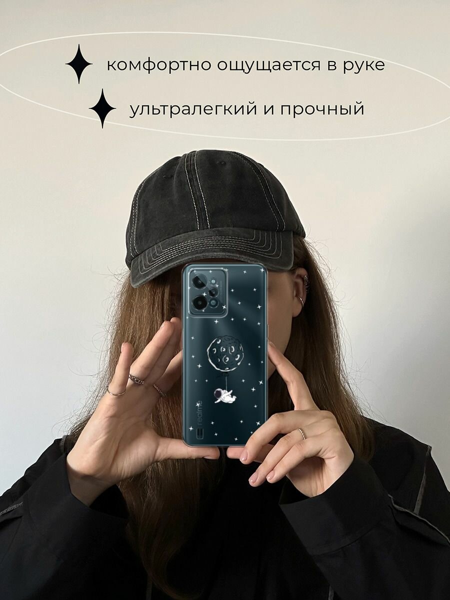 Чехол на Realme C31 / Реалми C31 с принтом "Лунный полет", прозрачный — фото 1