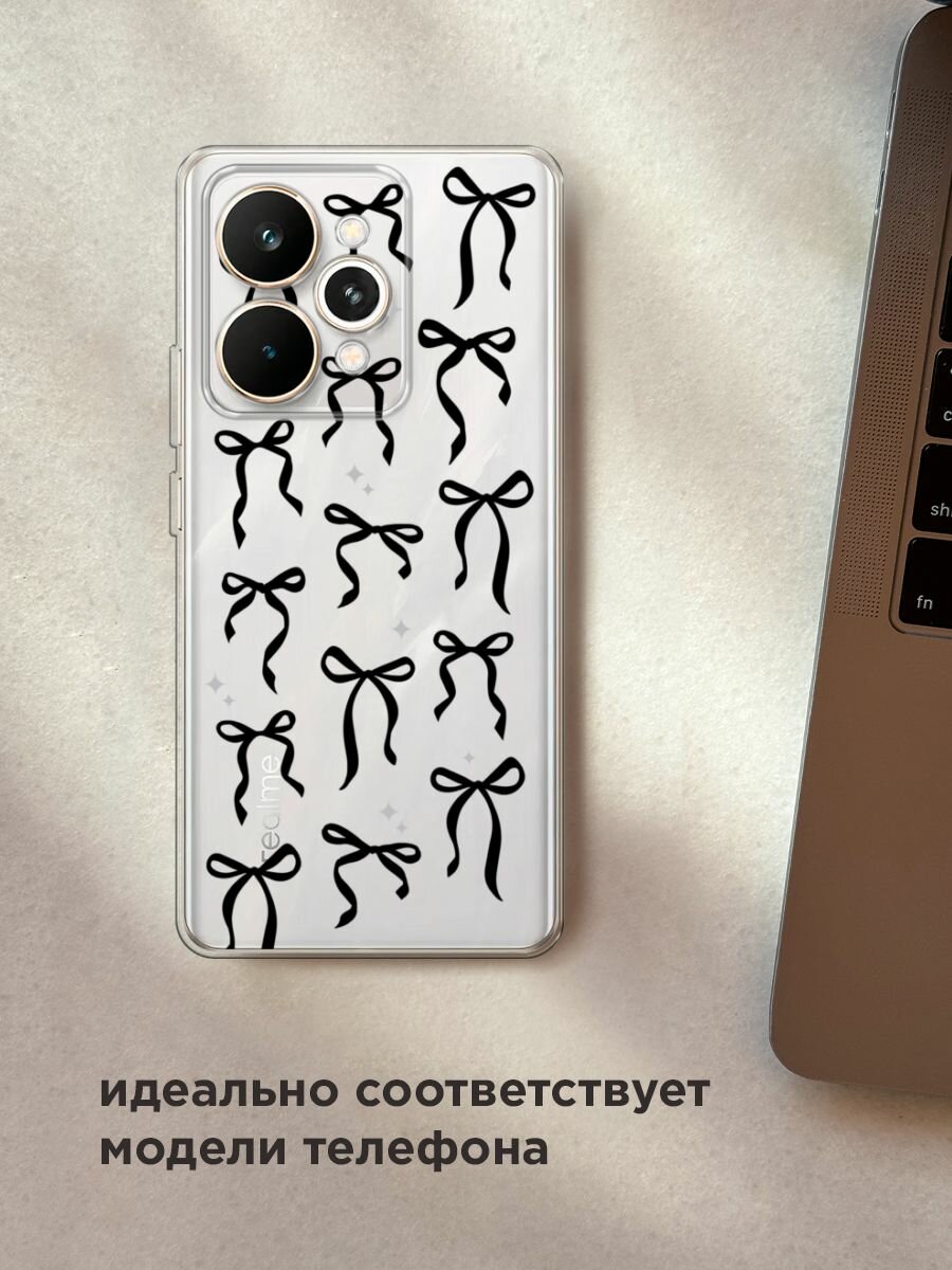 Чехол на Realme 15 Pro / Реалми 15 Про с принтом "Black bows", прозрачный — фото 1