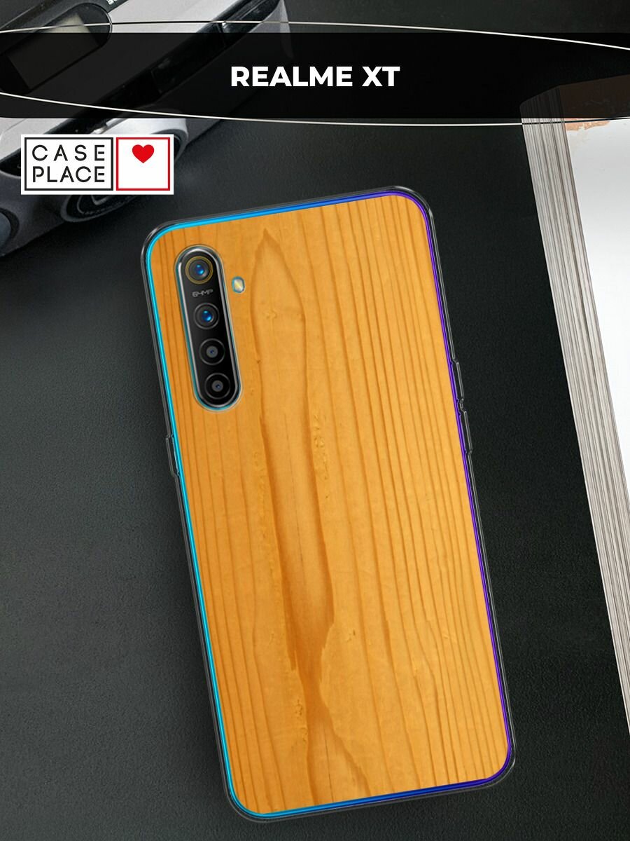 Силиконовый чехол на Realme XT / Реалми XT с принтом "Текстура дерево"