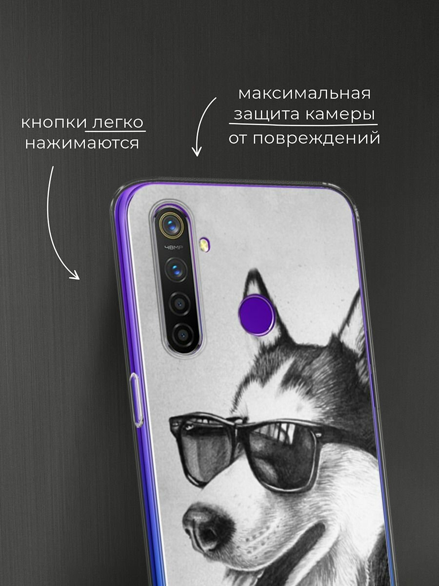 Чехол на Realme 5 Pro / Реалми 5 Про с принтом "Крутой Хаске" — фото 1