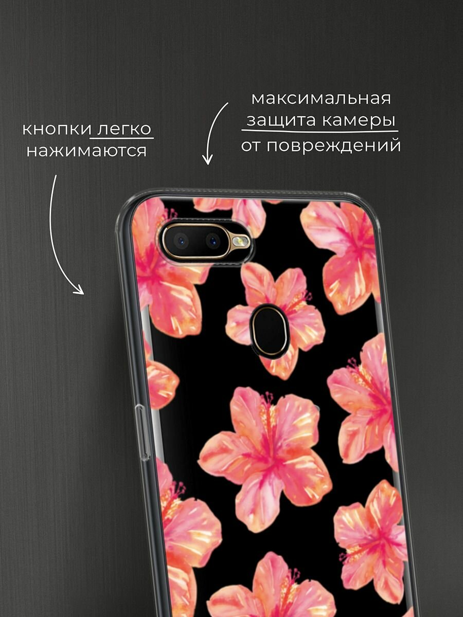 Чехол на Oppo A5S/A12 / Оппо А5s/A12 с принтом "Pink flowers" — фото 1