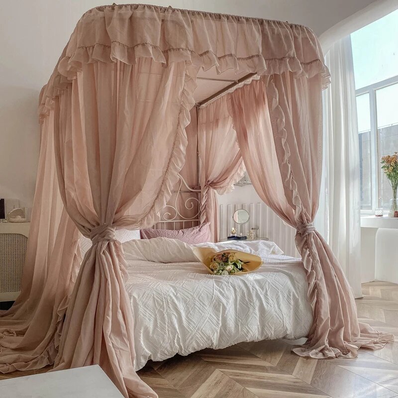 Романтическая москитная сетка три двери из полиэстера/хлопка Кровать длиной 2,0 м (6,6 футов), 3