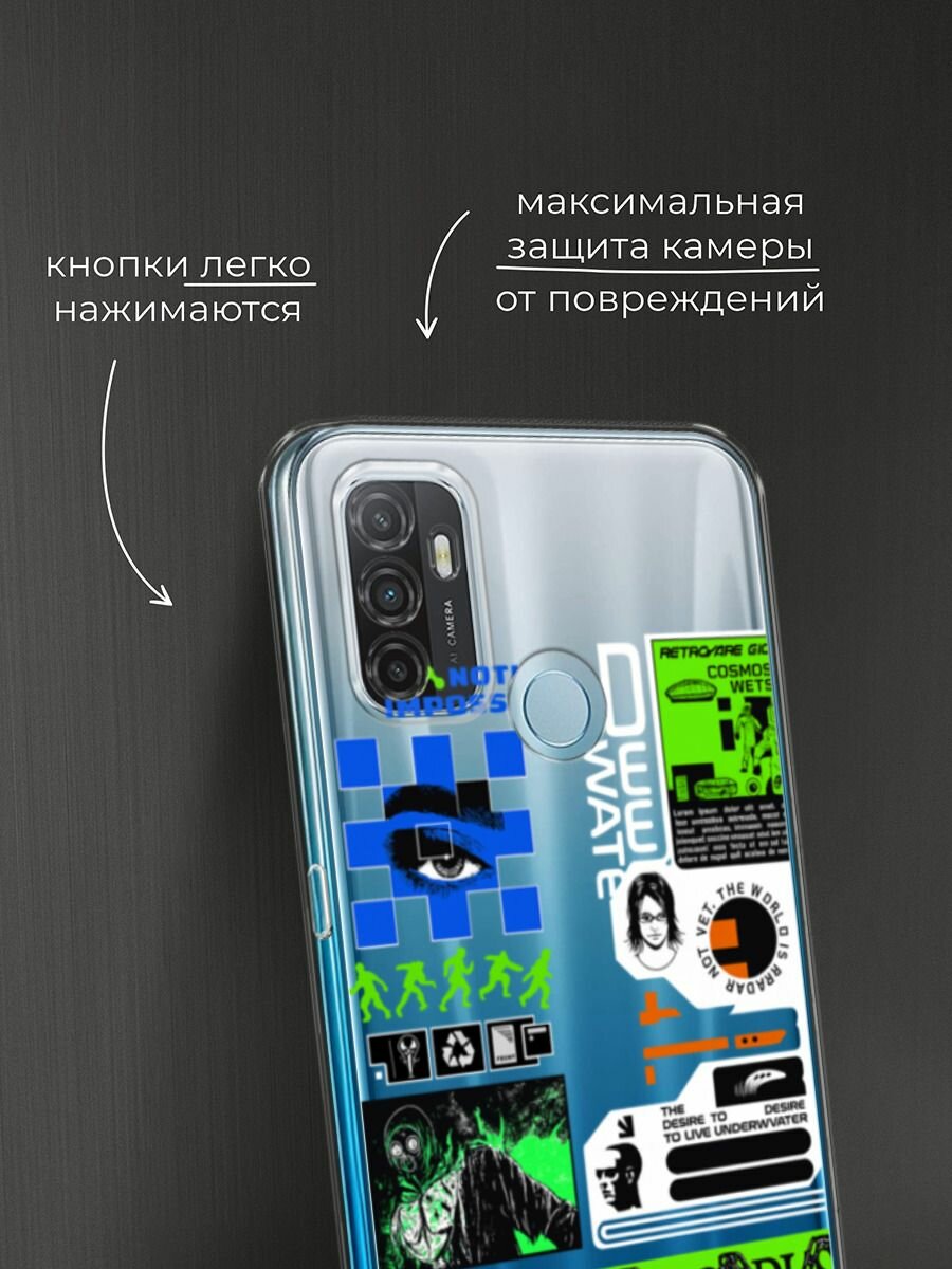 Чехол на Oppo A53 / Оппо А53 с принтом "Nothing impossible", прозрачный — фото 1