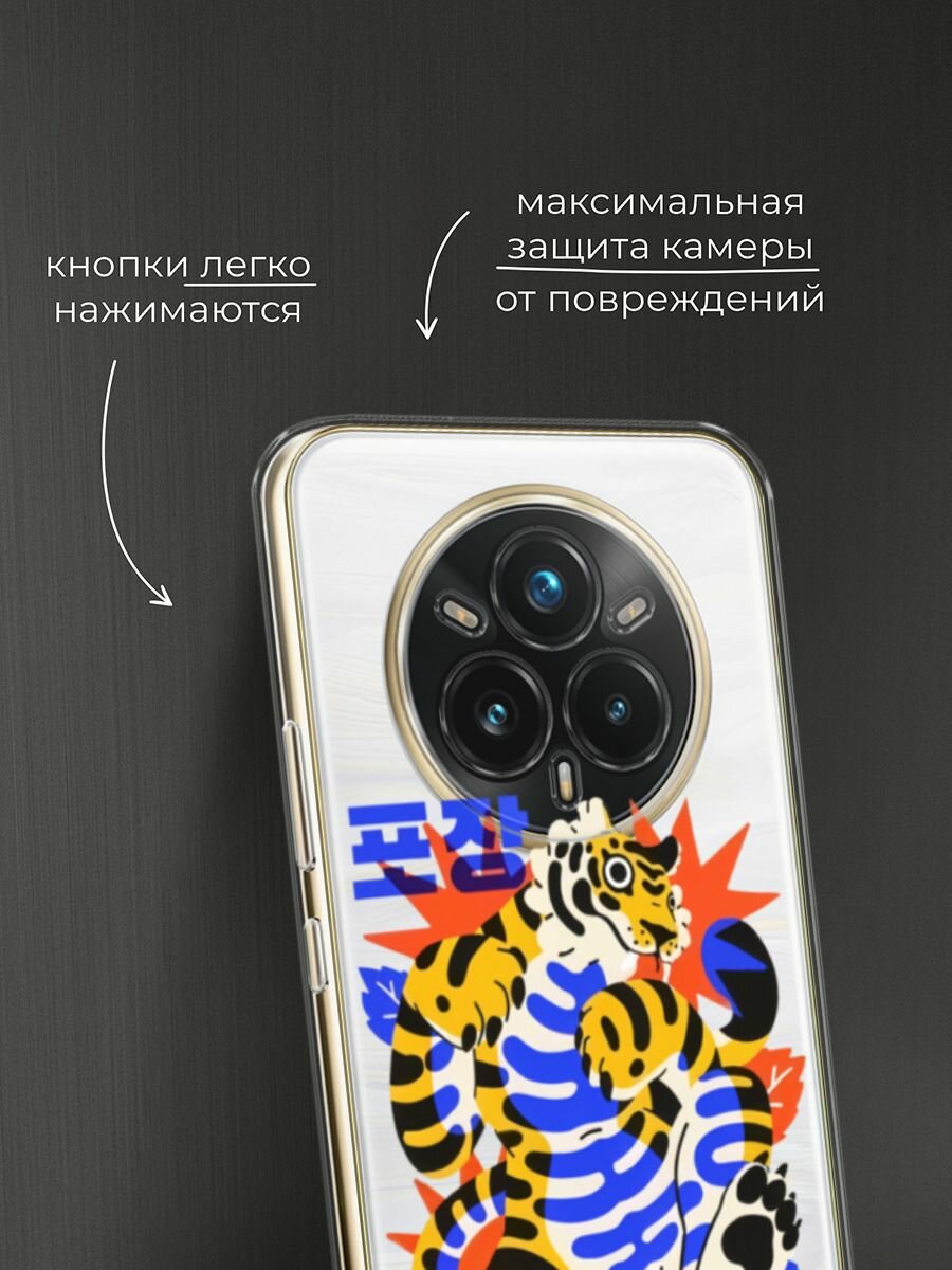 Чехол на Realme 14 Pro+ / Реалми 14 Про+ с принтом "Wooza", прозрачный — фото 1