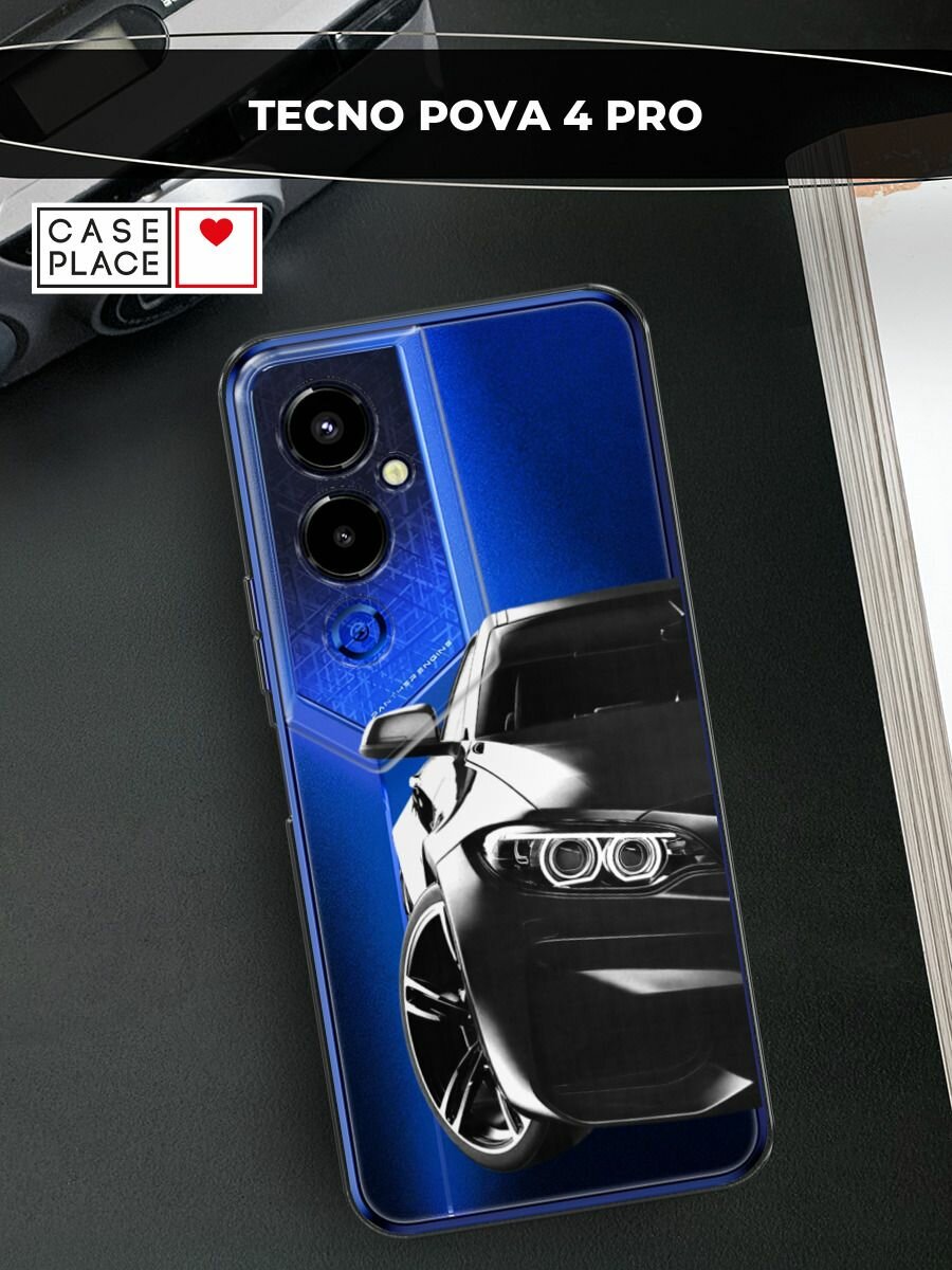 Чехол на Tecno Pova 4 pro / Техно Пова 4 Про с принтом "Крутая черная машина", прозрачный