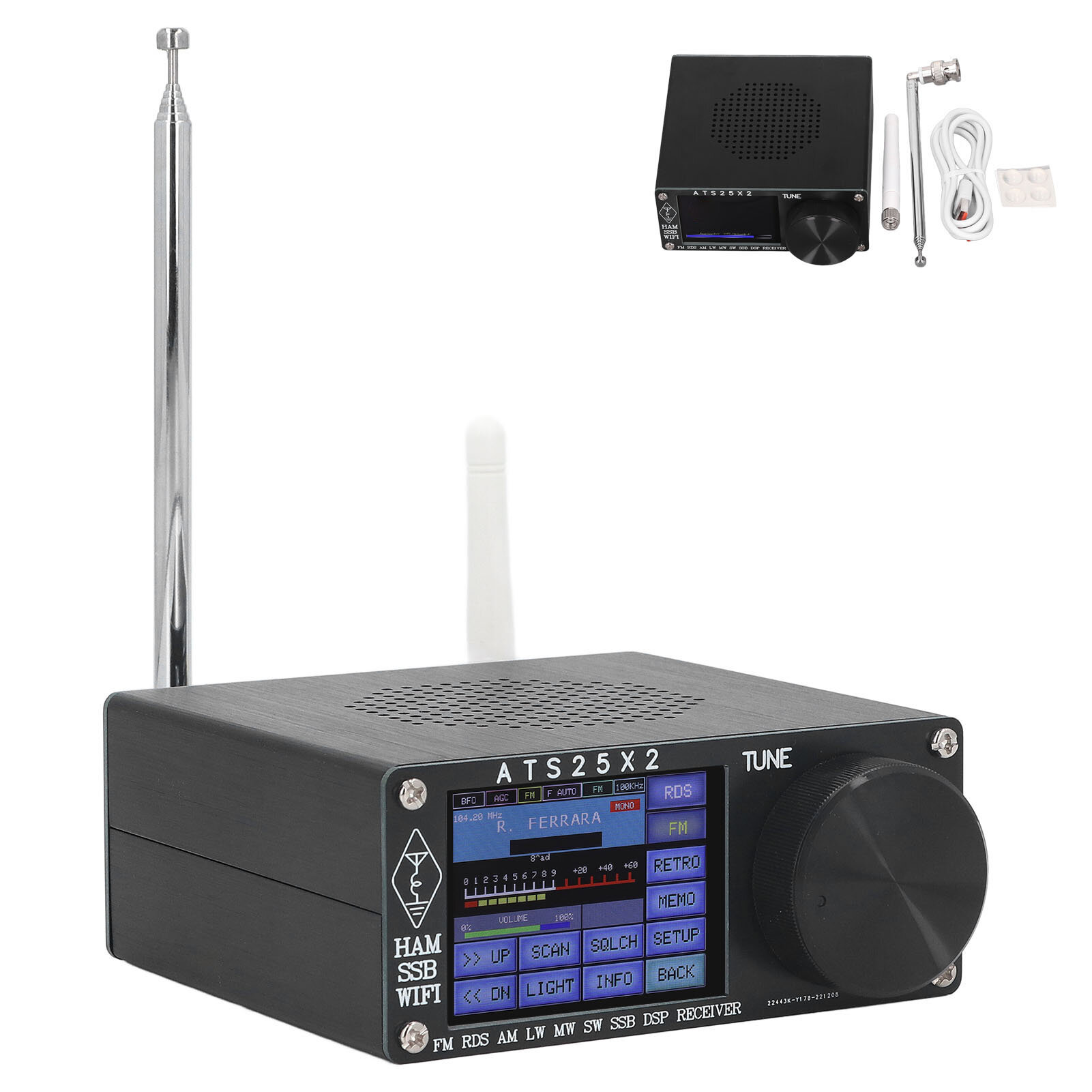 Радио FM с WiFi и сенсорным экраном 2.4"