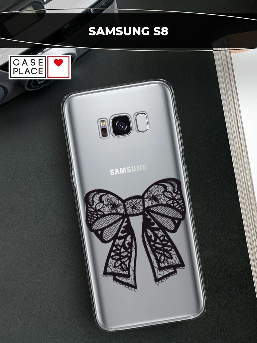 Чехол на Samsung Galaxy S8 / Самсунг Галакси С8 с принтом "Черный сетчатый бант 2"