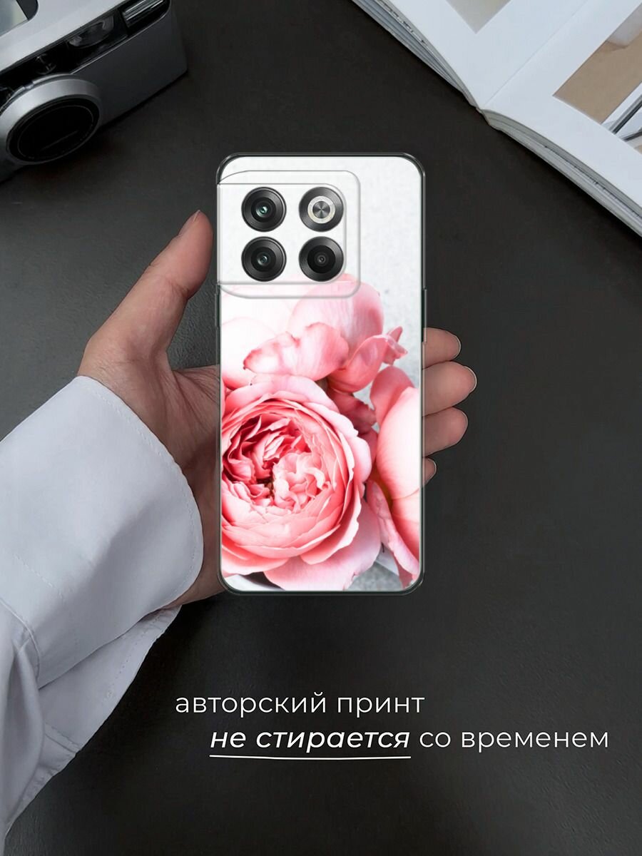 Чехол на OnePlus 10T / Ван плюс 10T с принтом "Пионы на белом" — фото 1