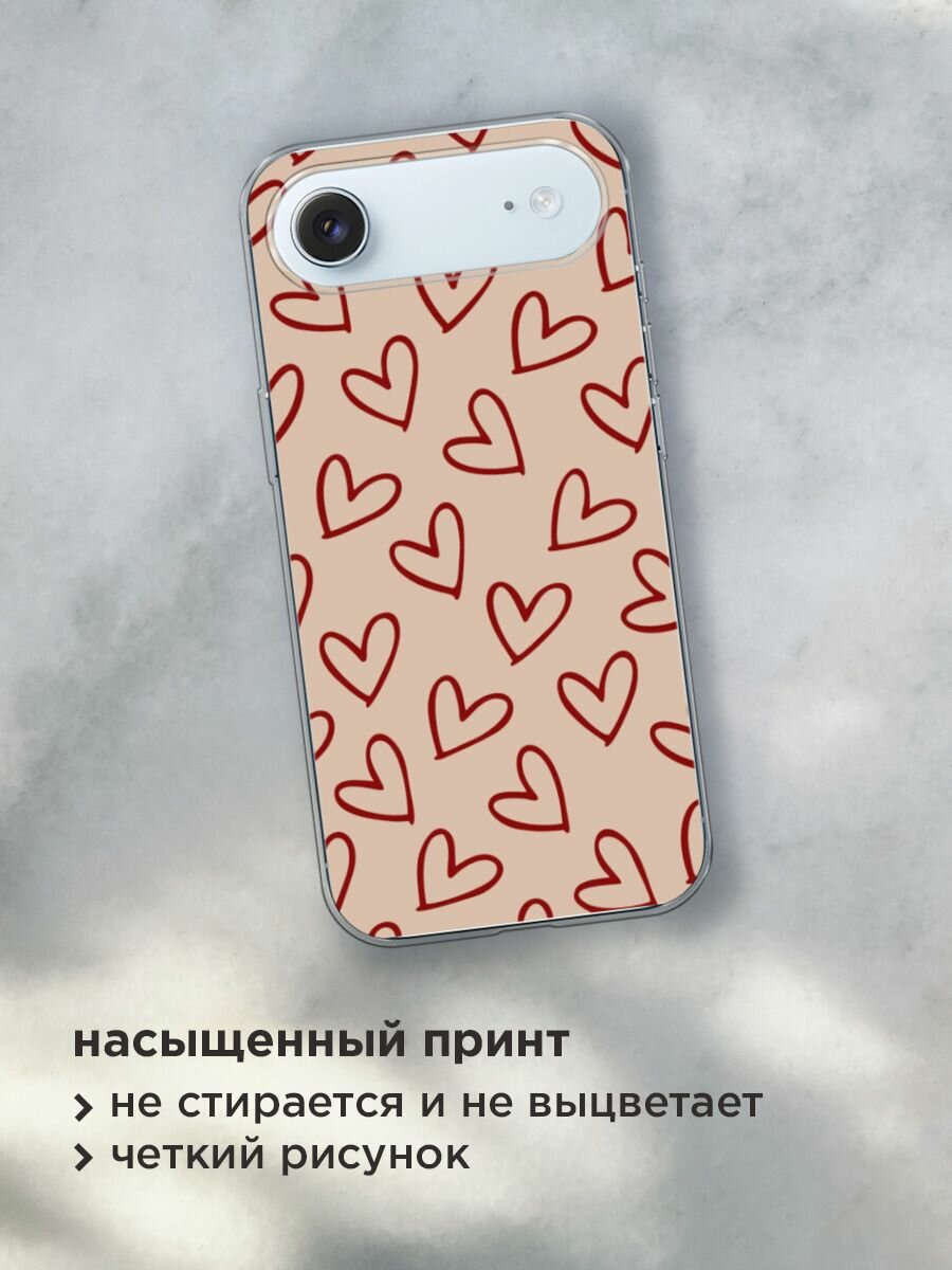 Чехол на Apple iPhone Air / Айфон Айр с принтом "Little hearts doodles 1 - 14 февраля" — фото 1