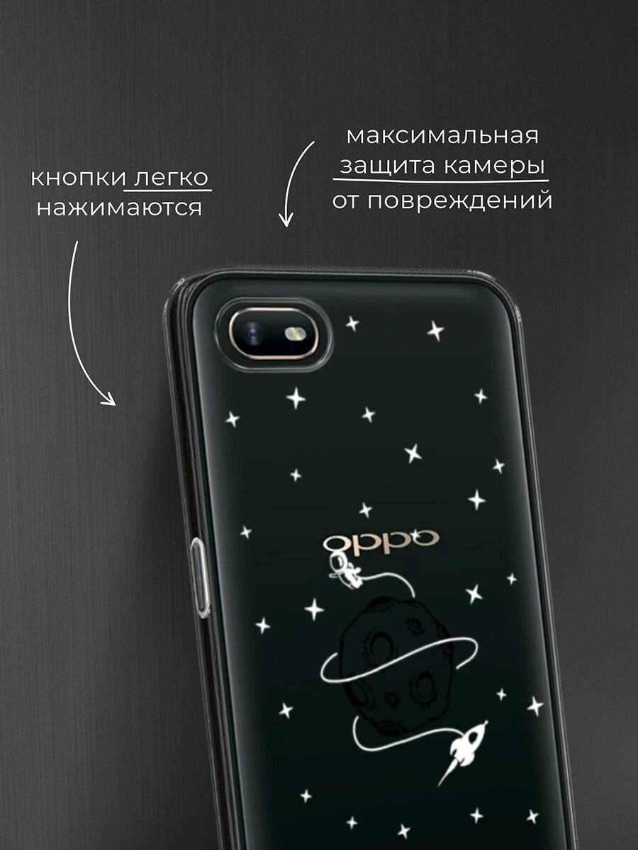 Чехол на Oppo A1k / Оппо А1к с принтом "Полет вокруг луны", прозрачный — фото 1