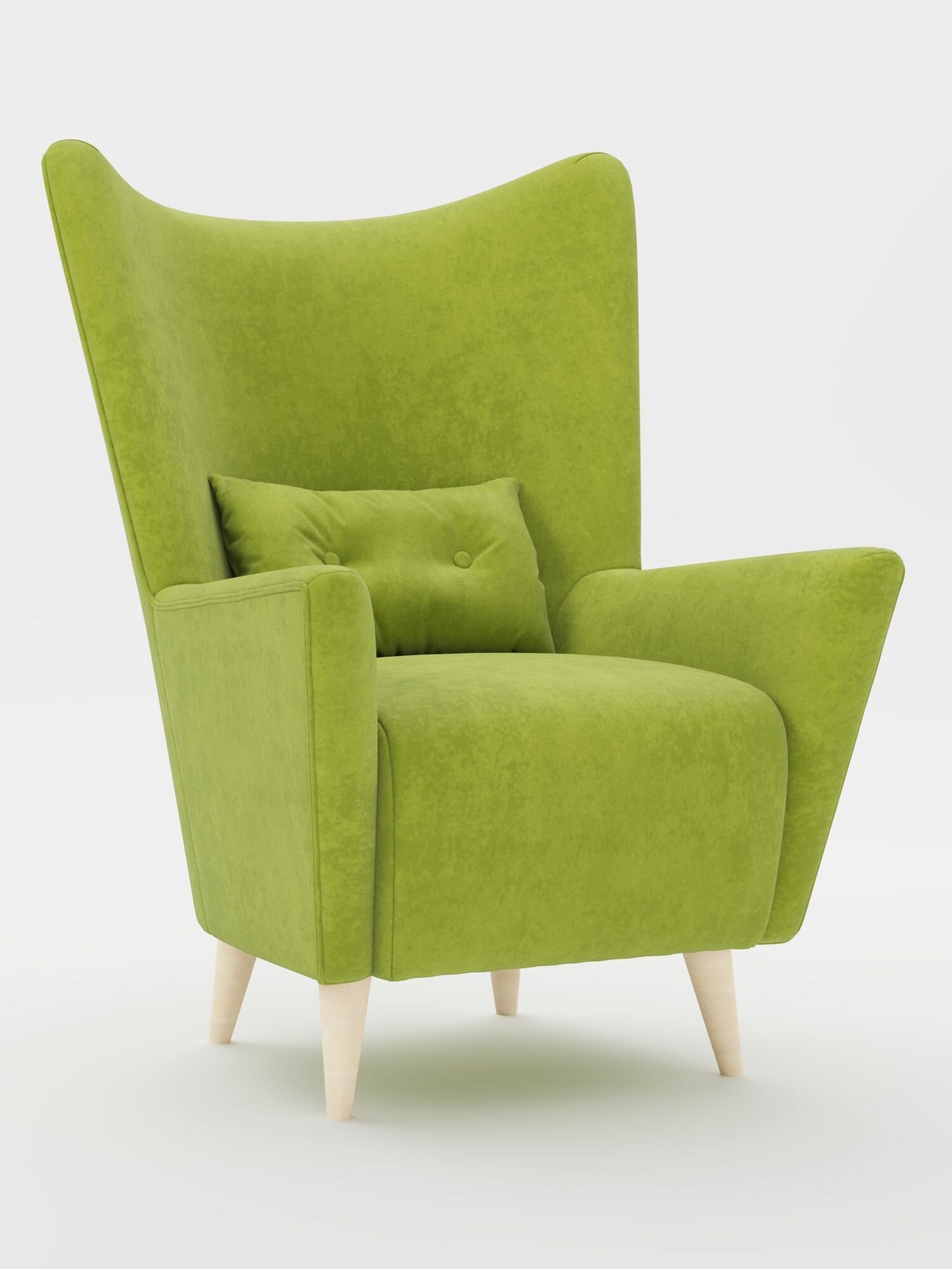 Кресло мягкое для дома, отдыха в гостиной Грейс от W&B, премиум велюр салатовый